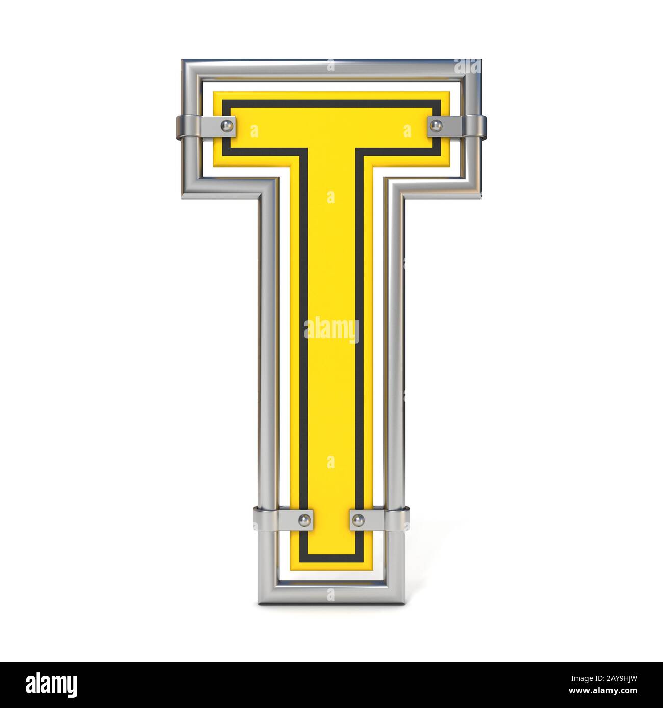 Framed traffic road sign FONT letter T 3D Stock Photo - Alamy