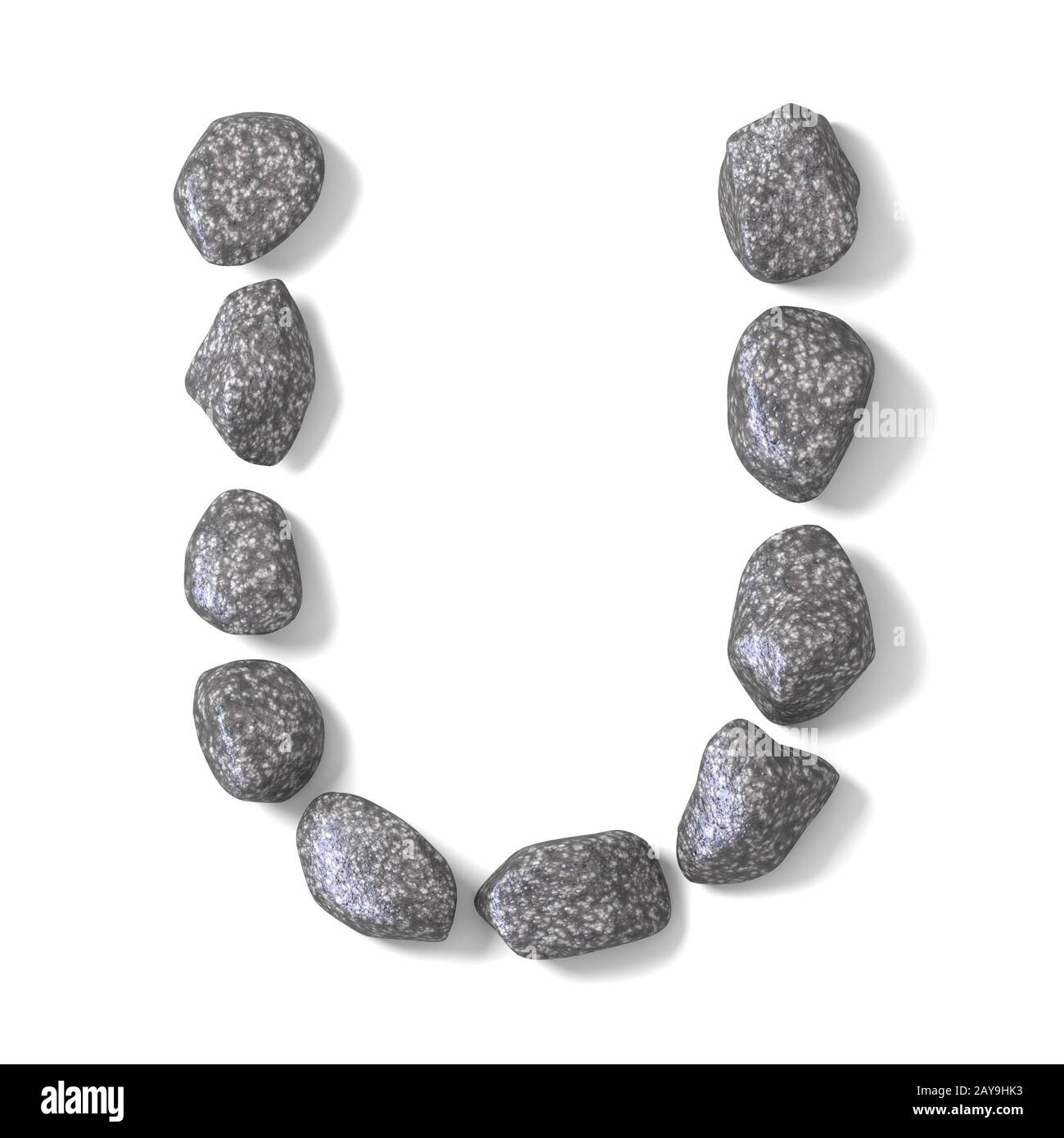 Font made of rocks LETTER U 3D Stock Photo - Alamy
