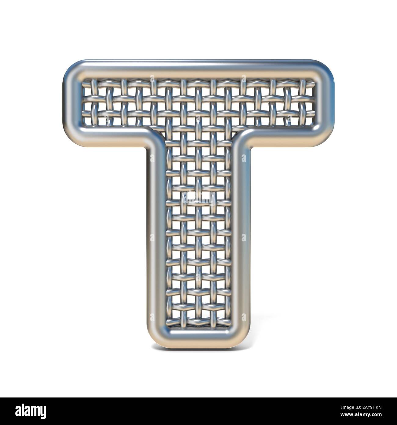 Outlined metal wire mesh font LETTER T 3D Stock Photo - Alamy