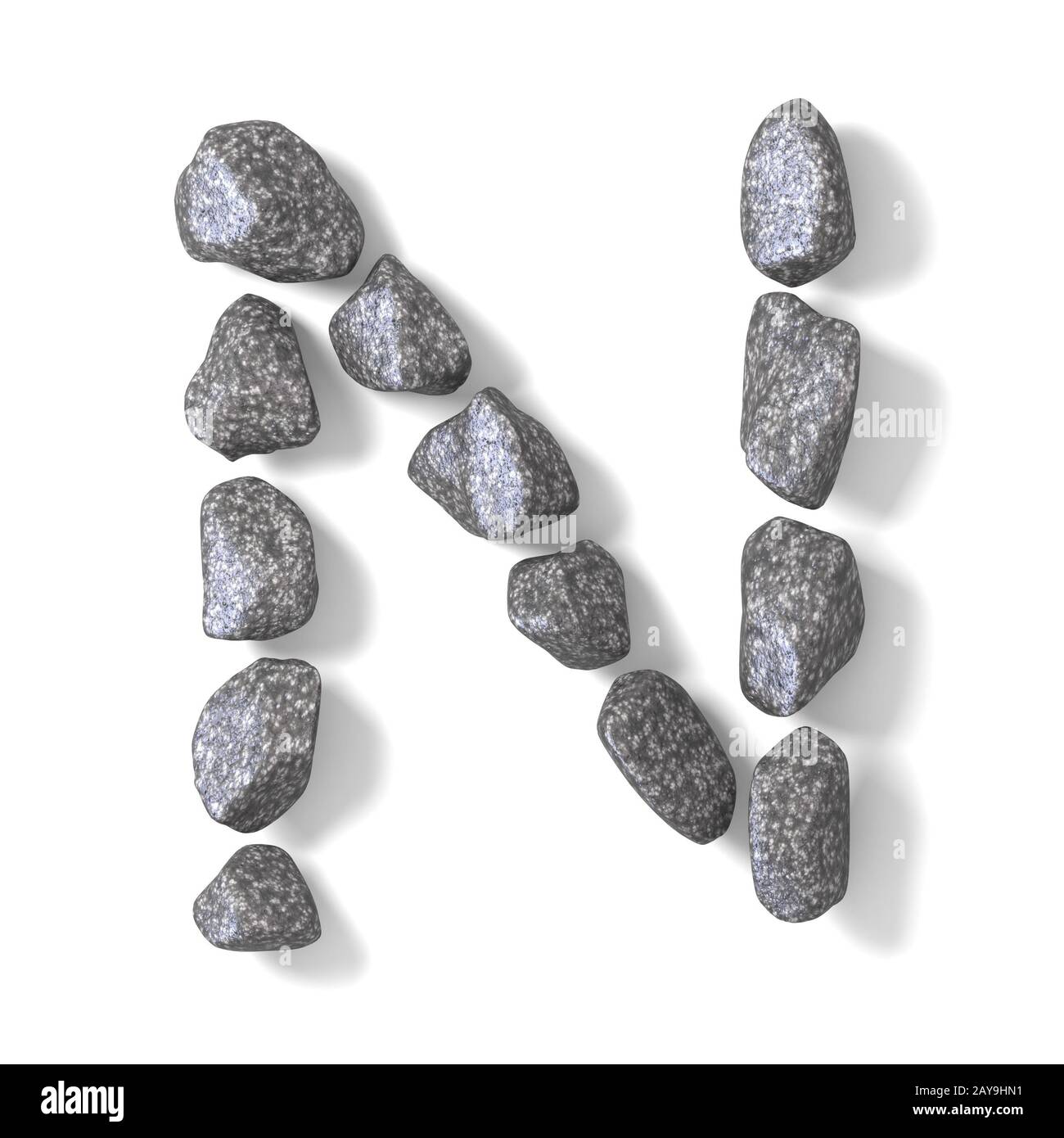Font made of rocks LETTER N 3D Stock Photo - Alamy