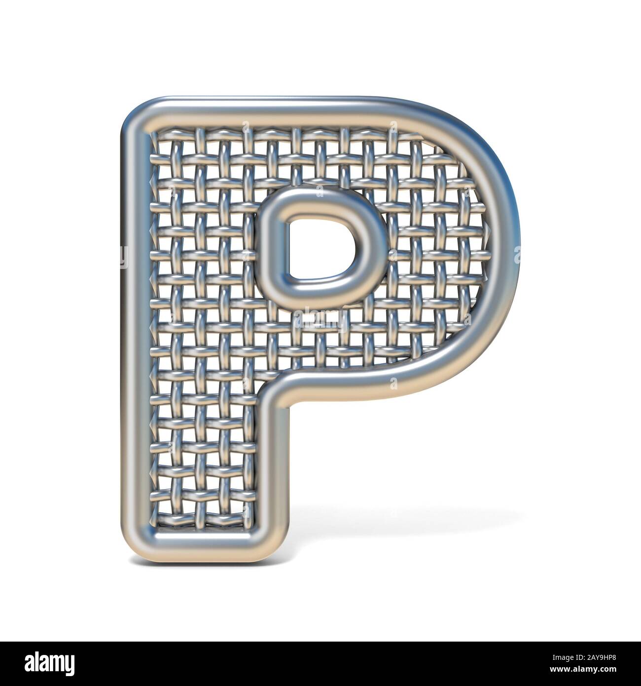Outlined metal wire mesh font LETTER P 3D Stock Photo - Alamy