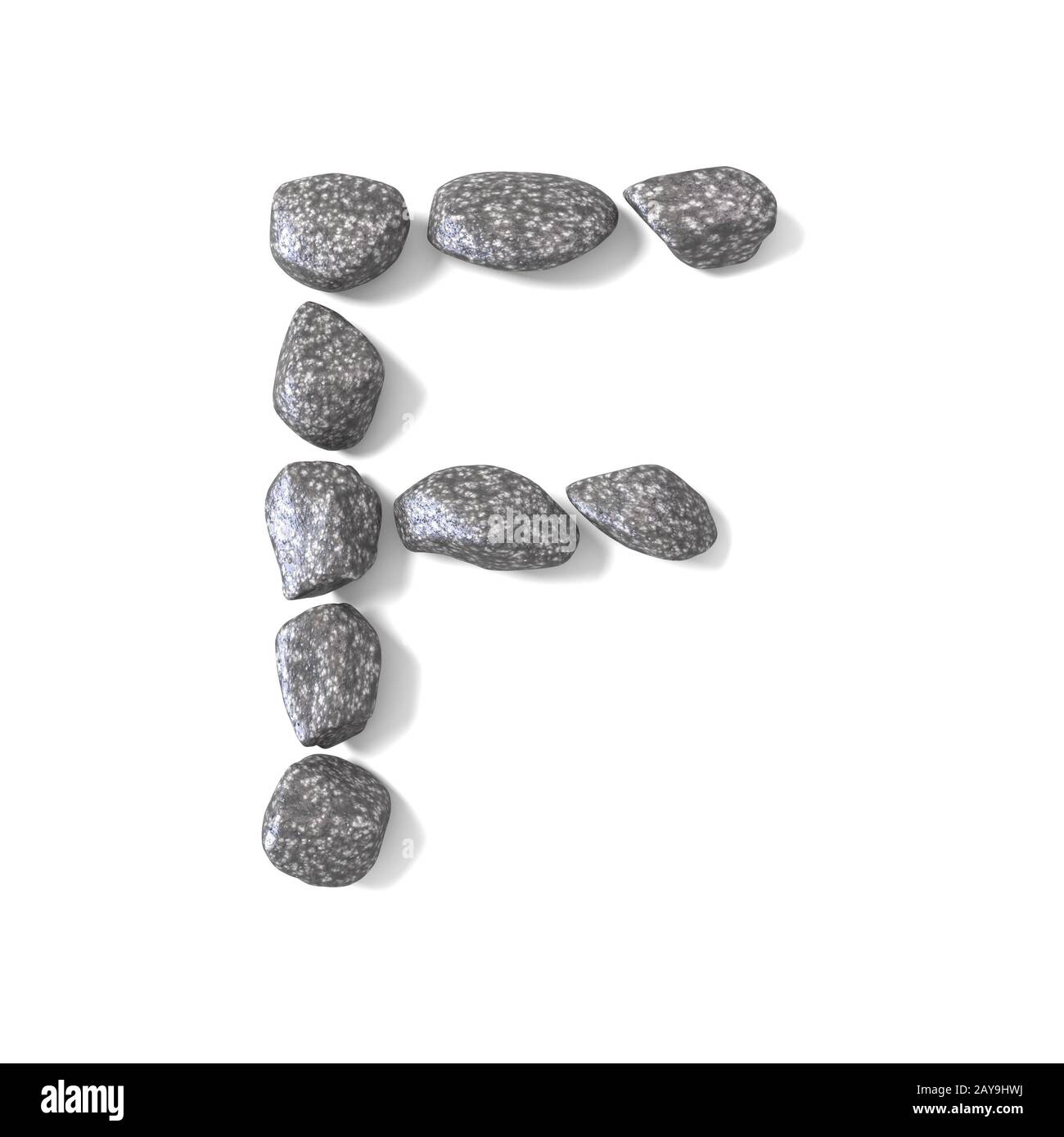 Font made of rocks LETTER F 3D Stock Photo - Alamy