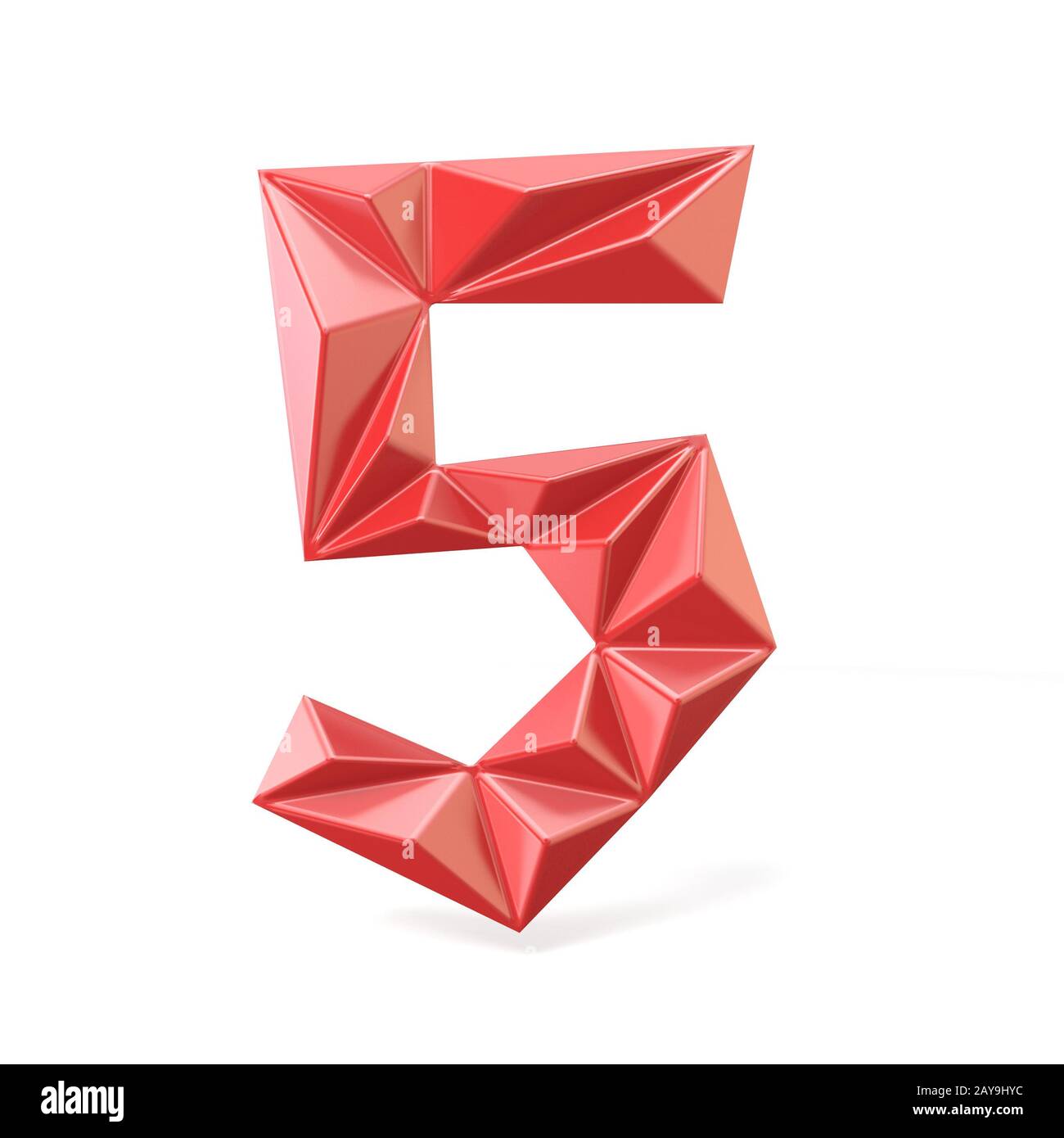 Red modern triangular font digit FIVE 5 3D Stock Photo - Alamy