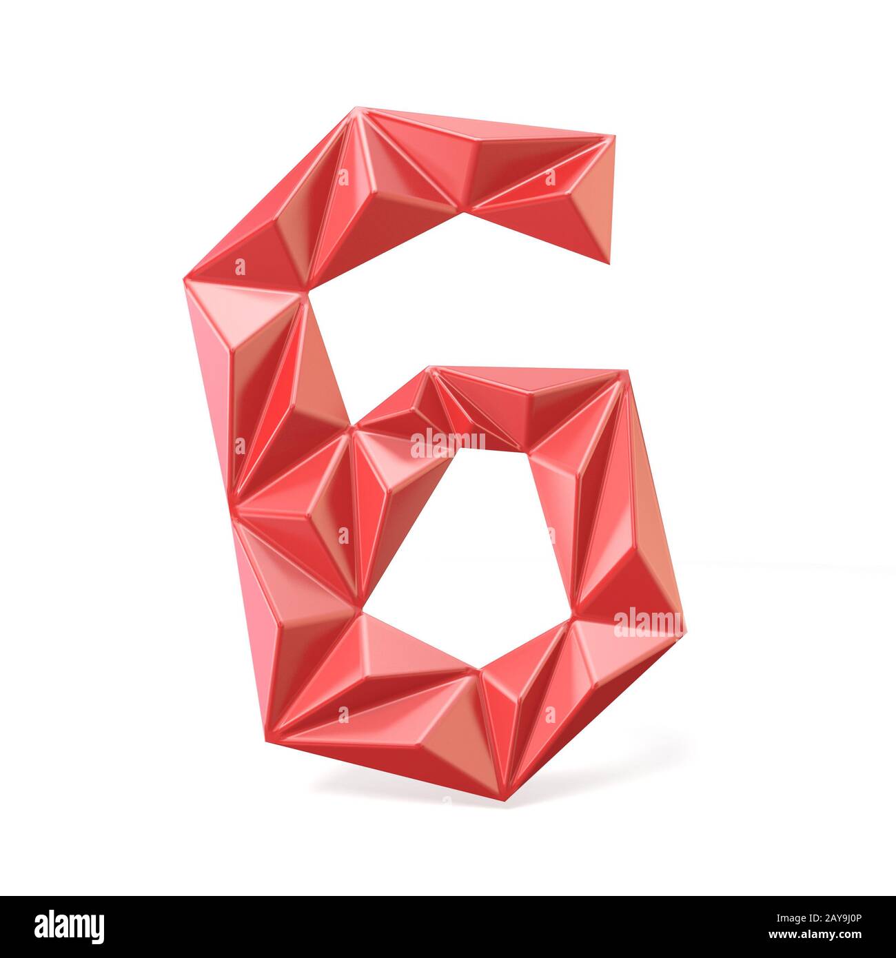 Red modern triangular font digit SIX 6 3D Stock Photo - Alamy