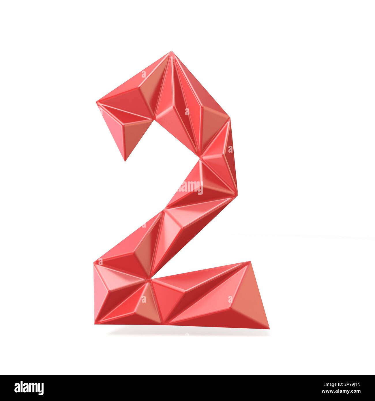 Red modern triangular font digit TWO 2 3D Stock Photo - Alamy