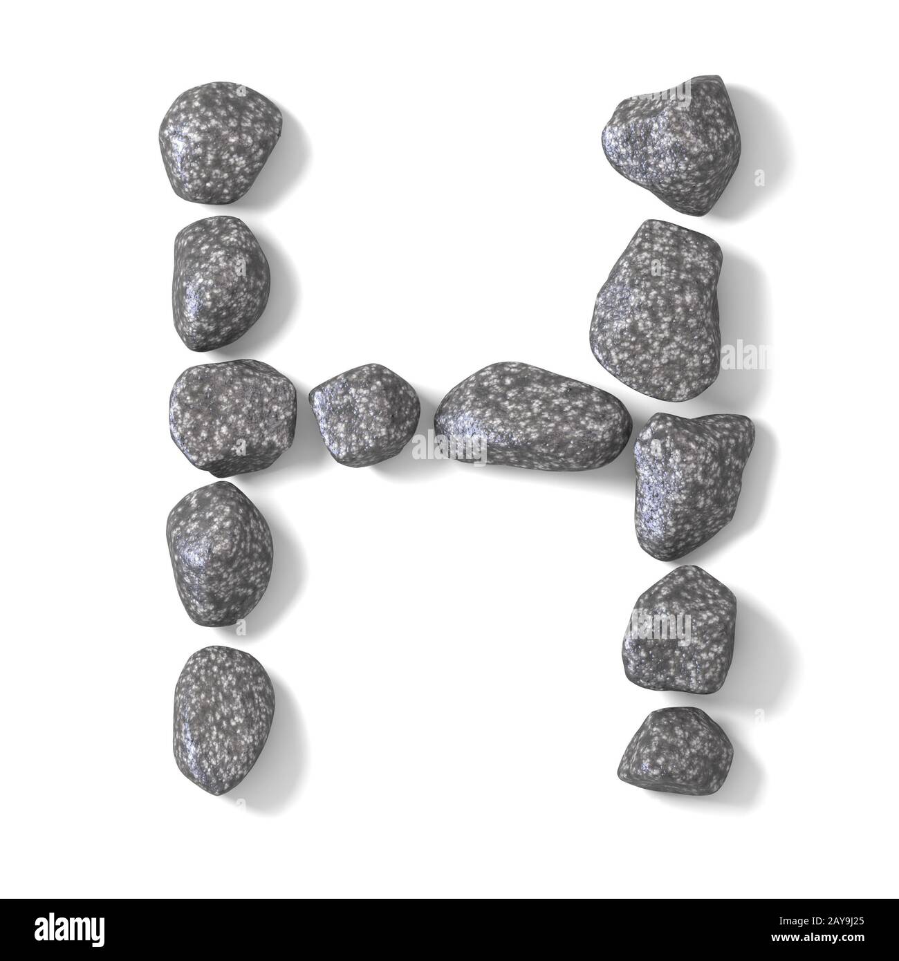 Font made of rocks LETTER H 3D Stock Photo - Alamy