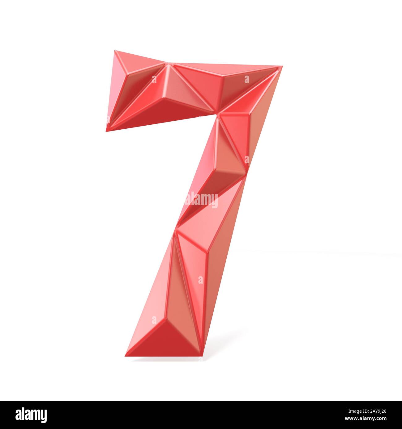 Red modern triangular font digit SEVEN 7 3D Stock Photo - Alamy