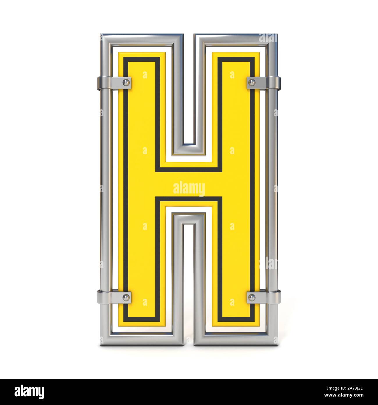 Framed traffic road sign FONT letter H 3D Stock Photo - Alamy