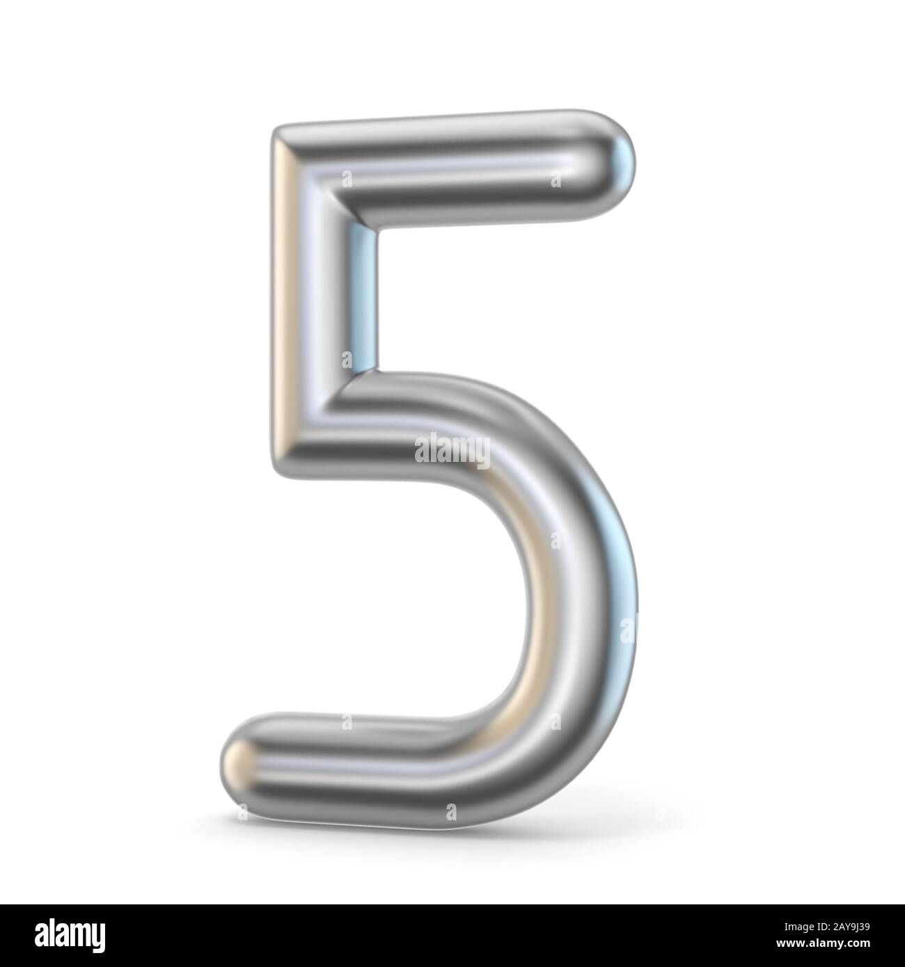 Metal silver font. Number FIVE 5 3D Stock Photo - Alamy