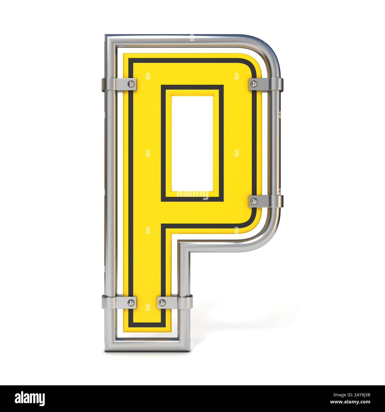 Framed traffic road sign FONT letter P 3D Stock Photo - Alamy