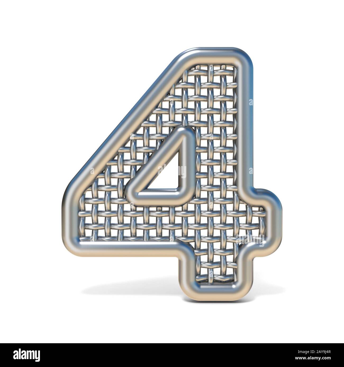 Outlined metal wire mesh font Number 4 FOUR 3D Stock Photo - Alamy