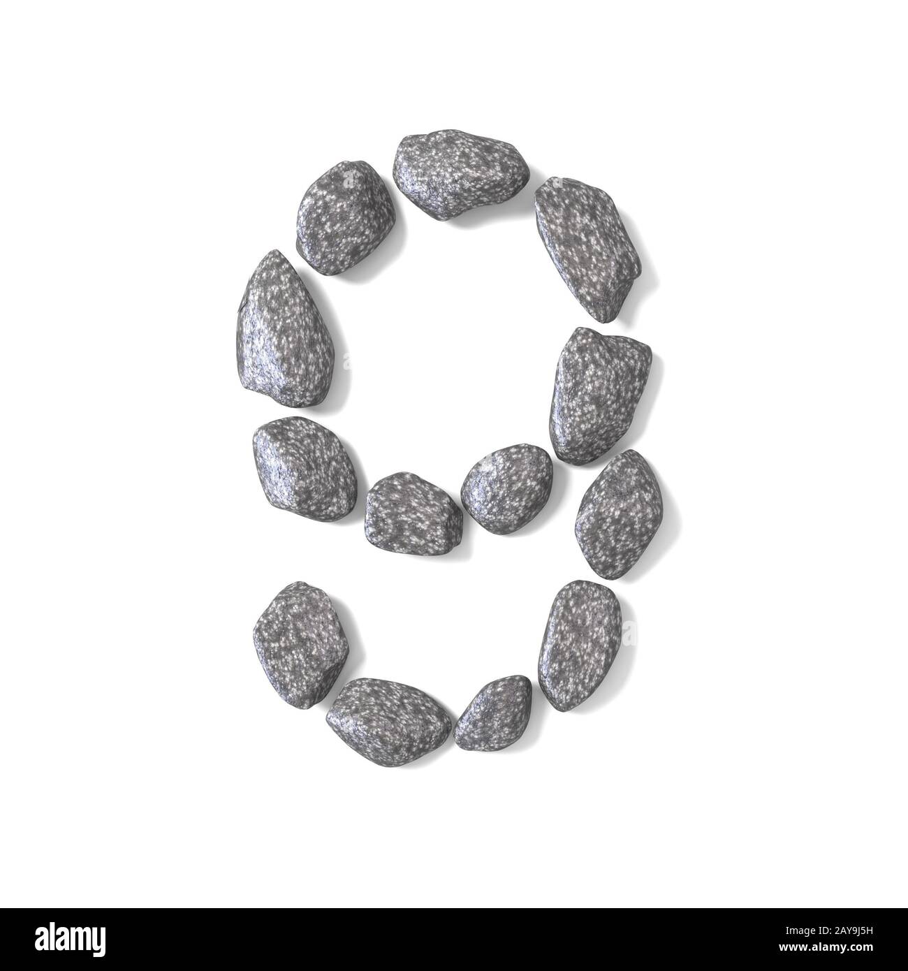 Font made of rocks NUMBER nine 9 3D Stock Photo - Alamy