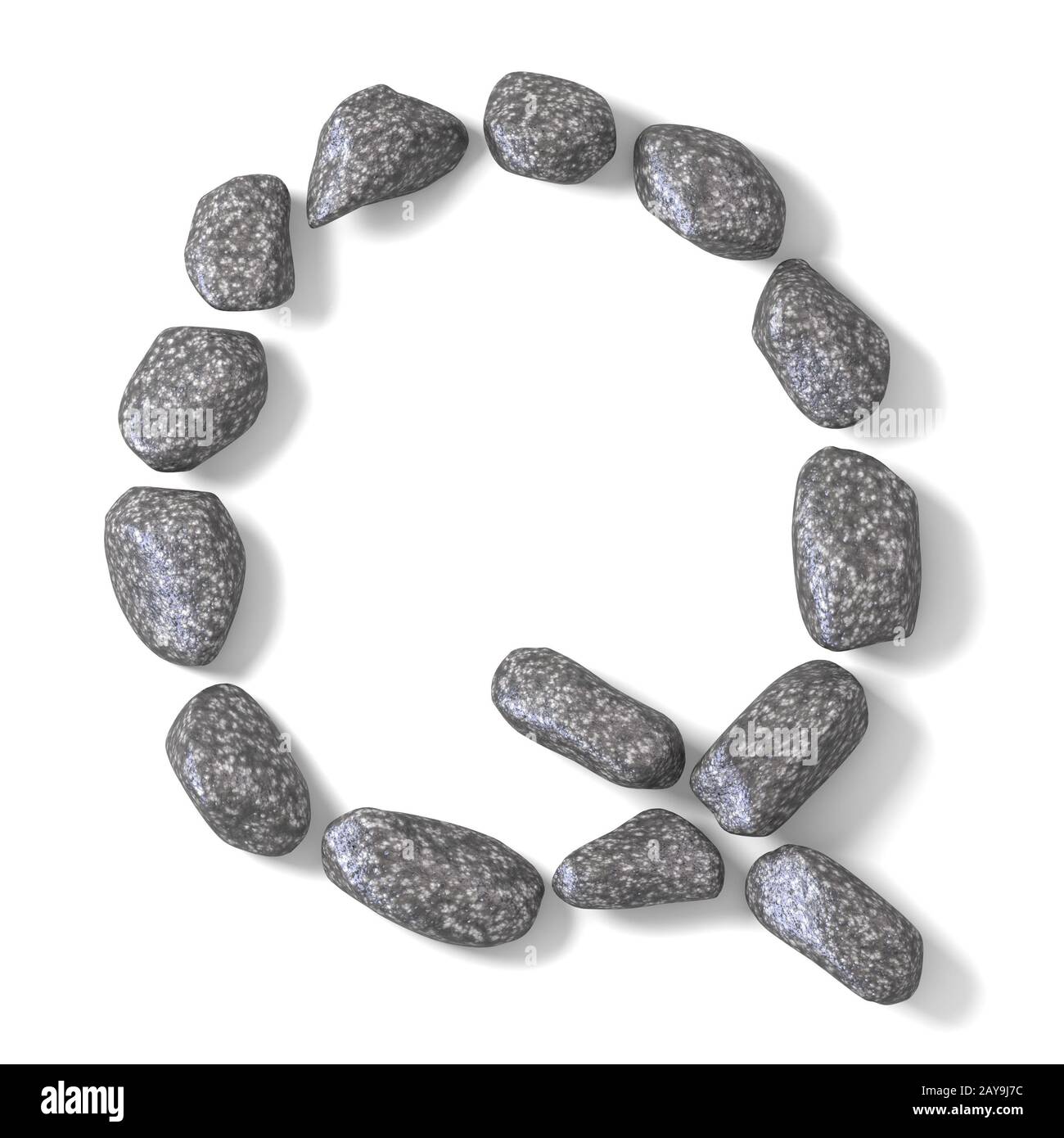 Font made of rocks LETTER Q 3D Stock Photo - Alamy