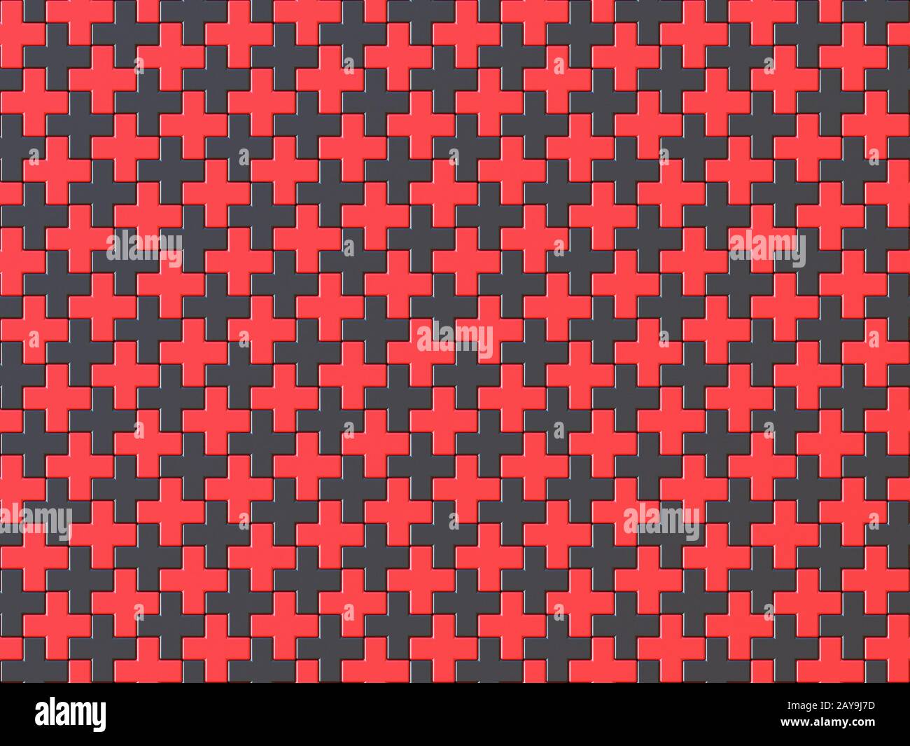 Black and red cross jigsaw puzzle background seamless pattern. 3D Stock ...