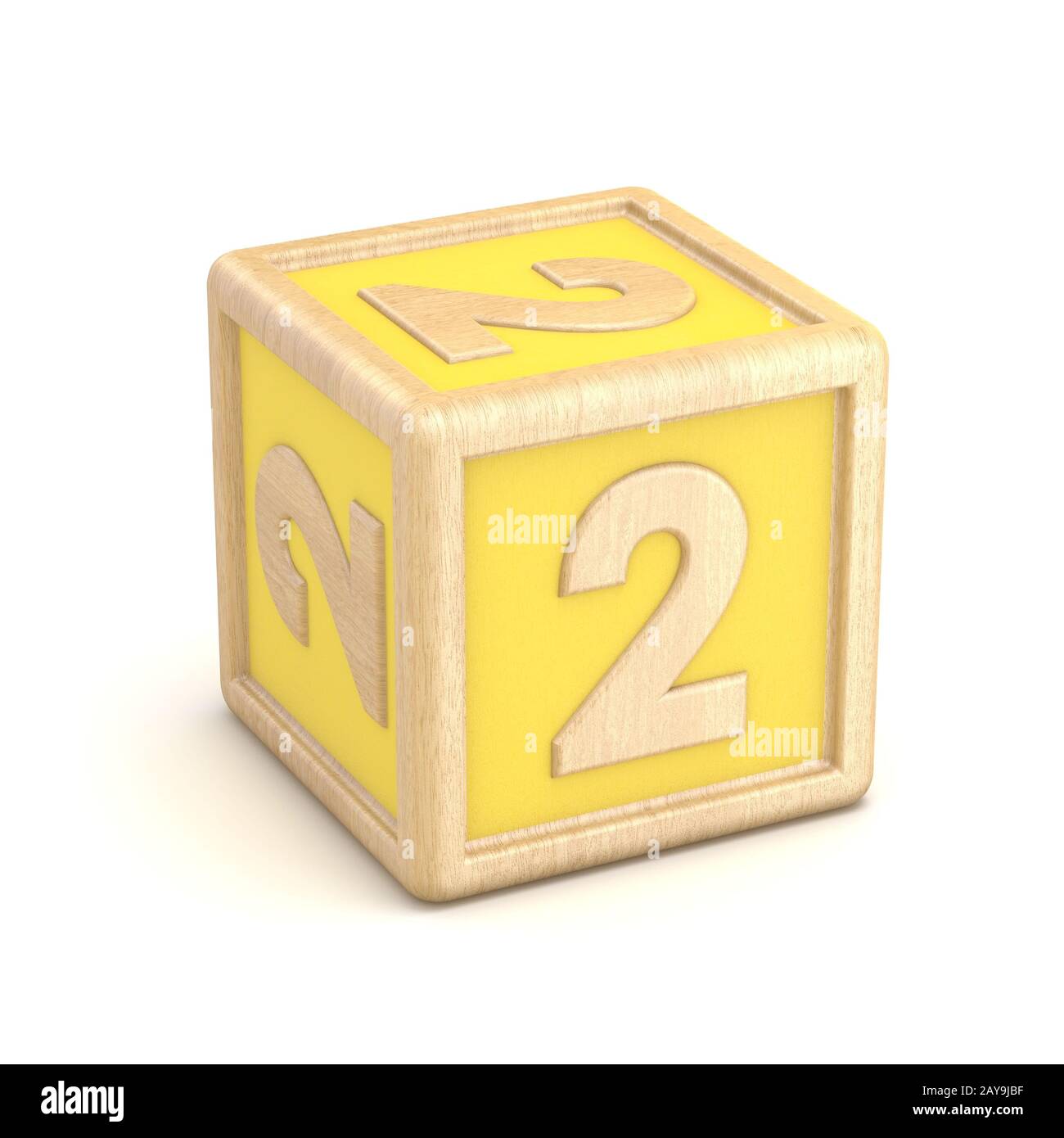 Number 2 TWO wooden alphabet blocks font rotated. 3D Stock Photo - Alamy