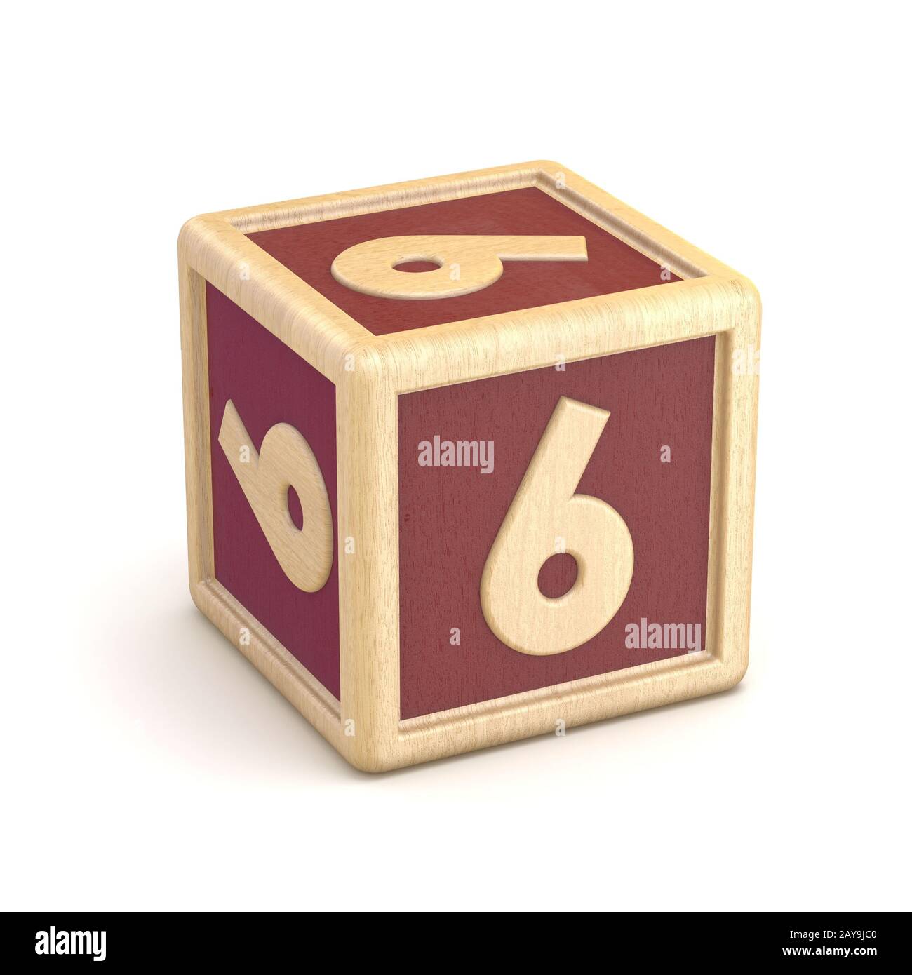 Number 6 SIX wooden alphabet blocks font rotated. 3D Stock Photo - Alamy