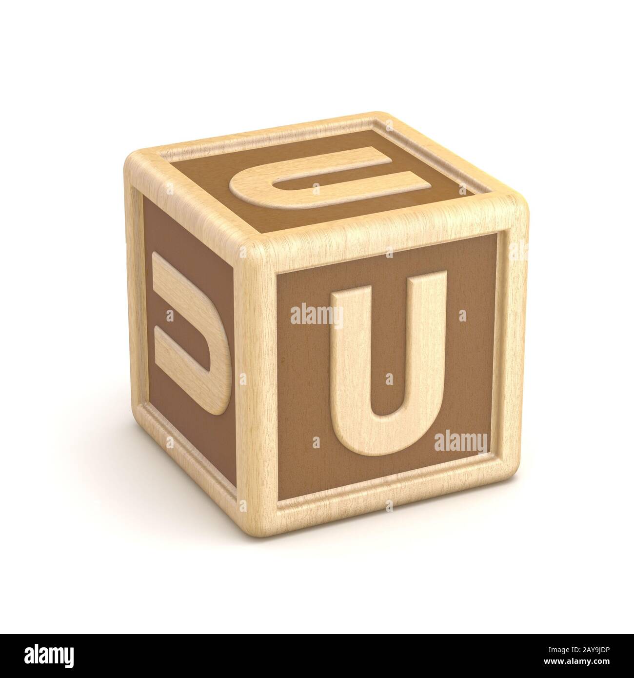 Letter U wooden alphabet blocks font rotated. 3D Stock Photo - Alamy
