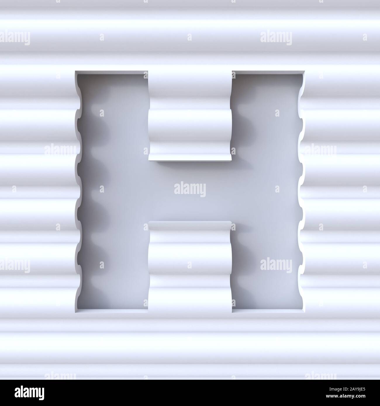 Cut out font in wave surface LETTER H 3D Stock Photo - Alamy