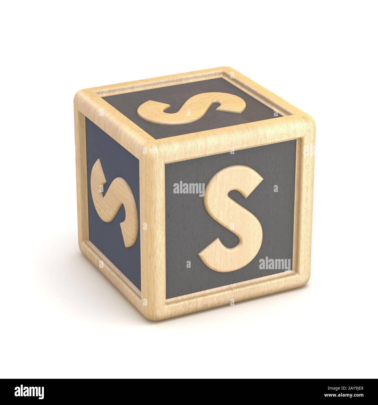 Letter S wooden alphabet blocks font rotated. 3D Stock Photo - Alamy