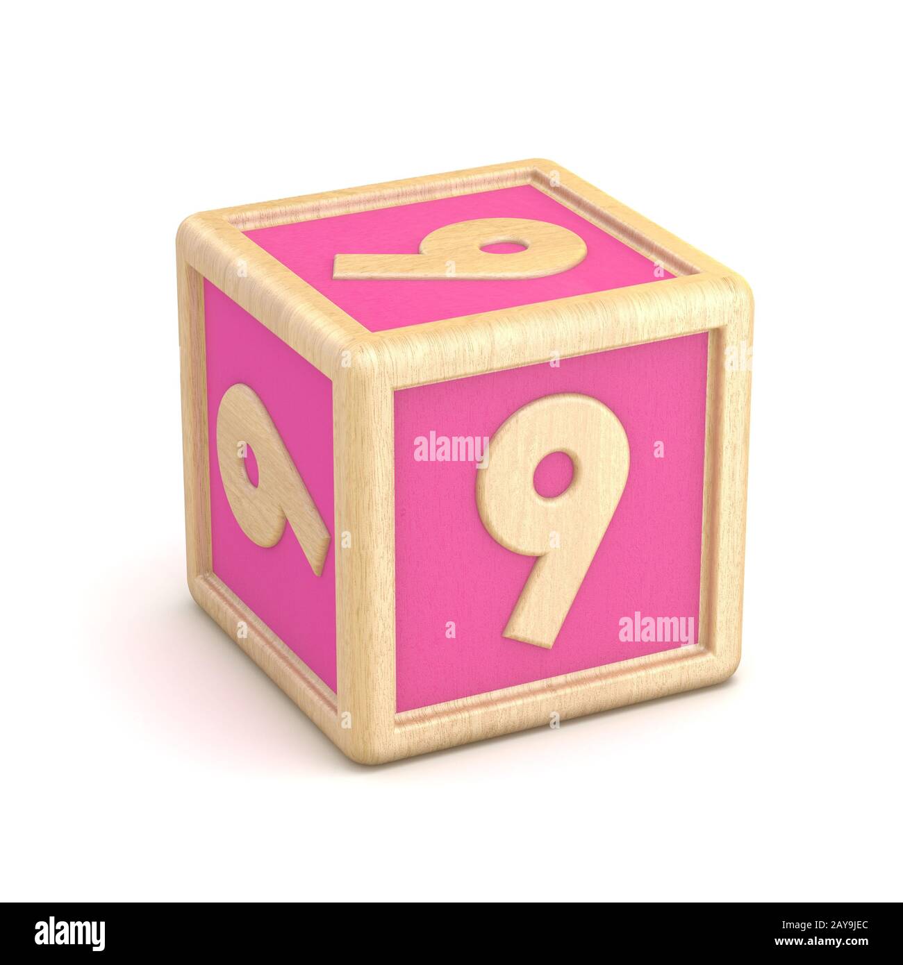 Number 9 NINE wooden alphabet blocks font rotated. 3D Stock Photo - Alamy