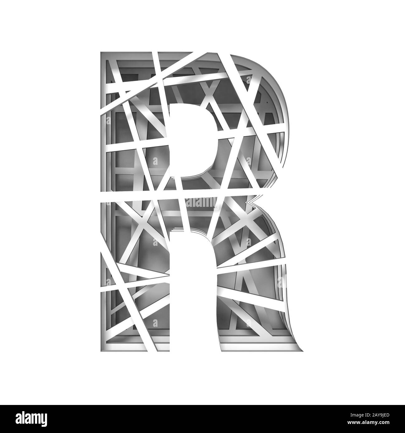 Paper cut out font letter R 3D Stock Photo - Alamy