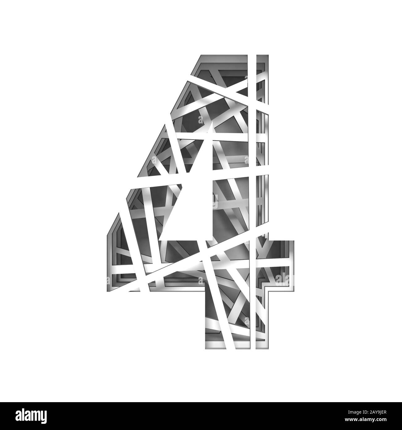 Paper cut out font number FOUR 4 3D Stock Photo - Alamy