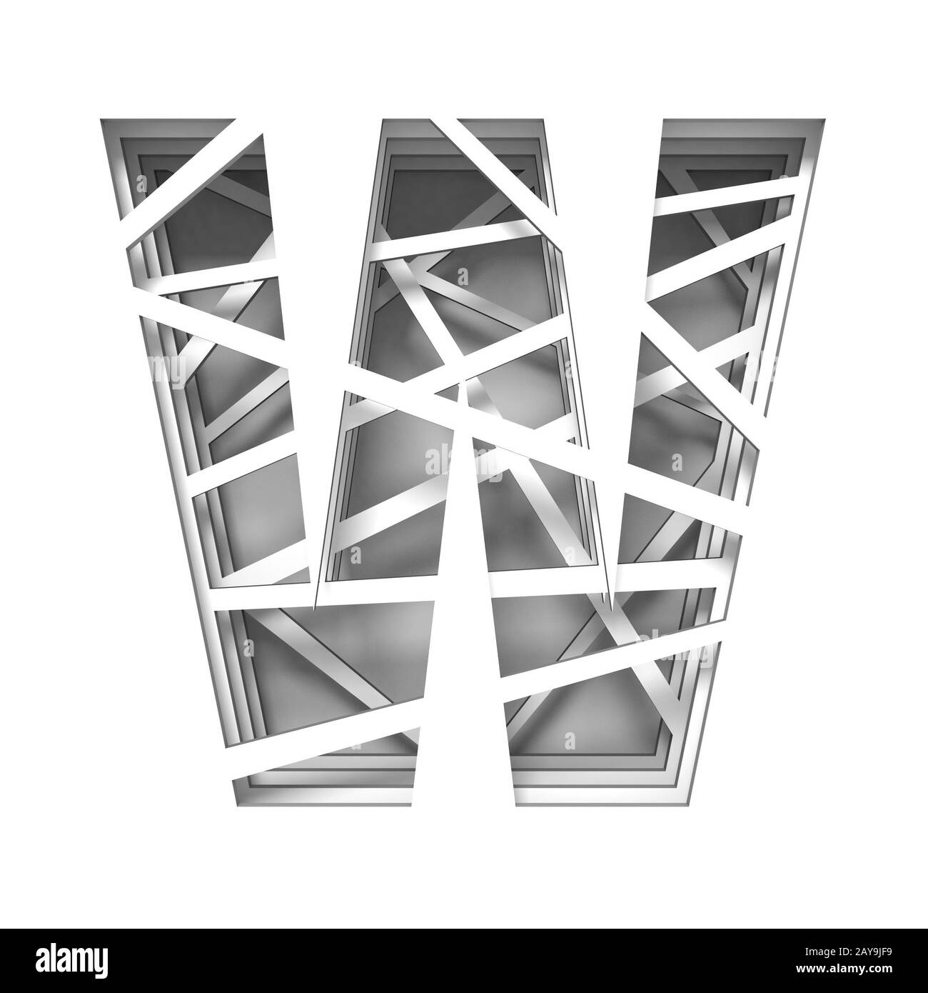 Paper cut out font letter W 3D Stock Photo - Alamy
