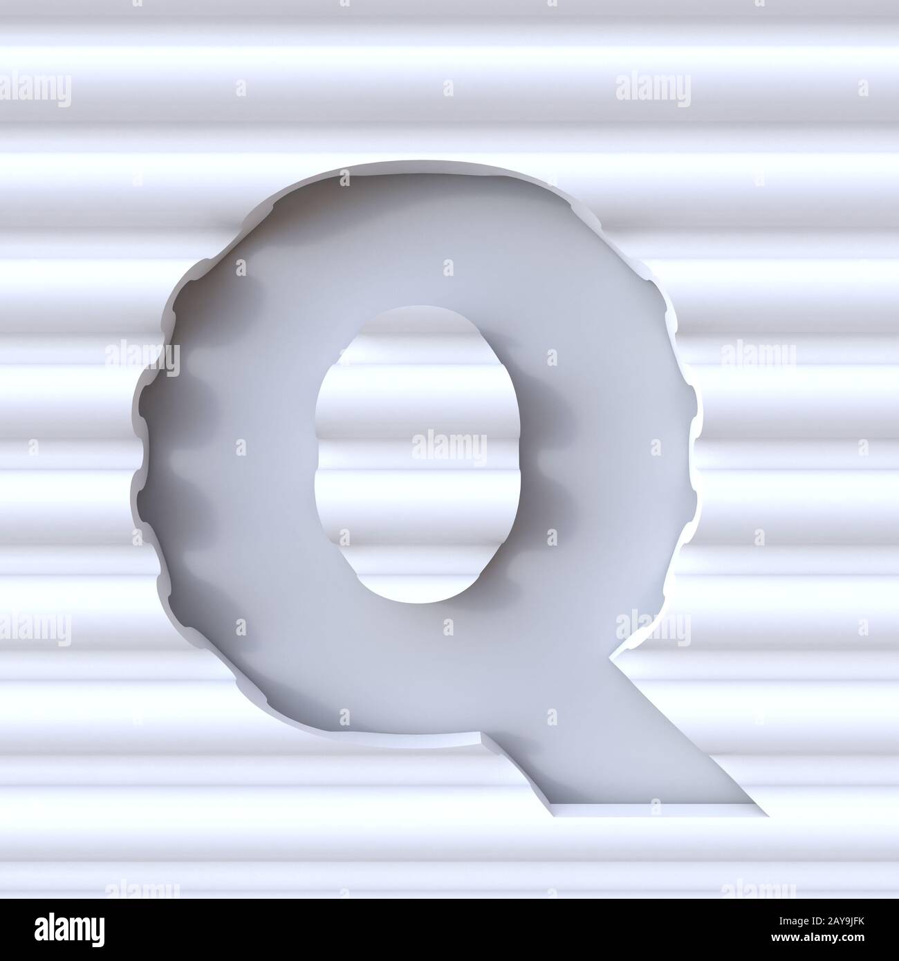Cut out font in wave surface LETTER Q 3D Stock Photo - Alamy