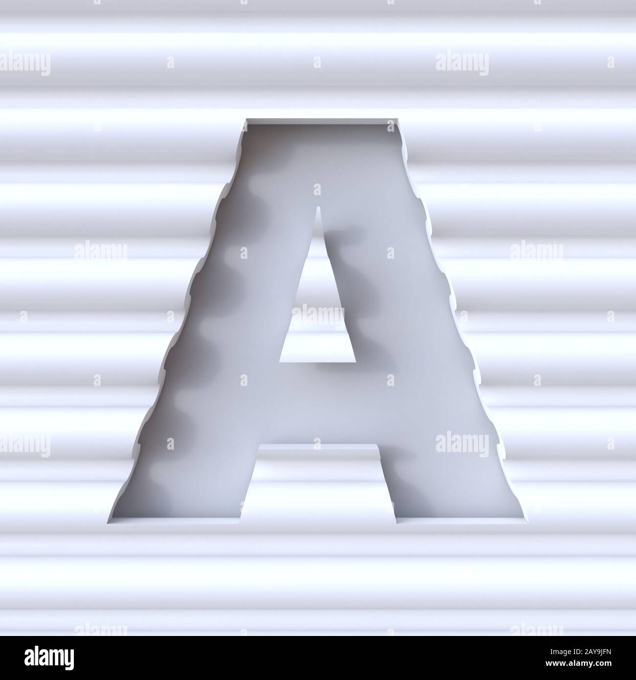 Cut out font in wave surface LETTER A 3D Stock Photo - Alamy