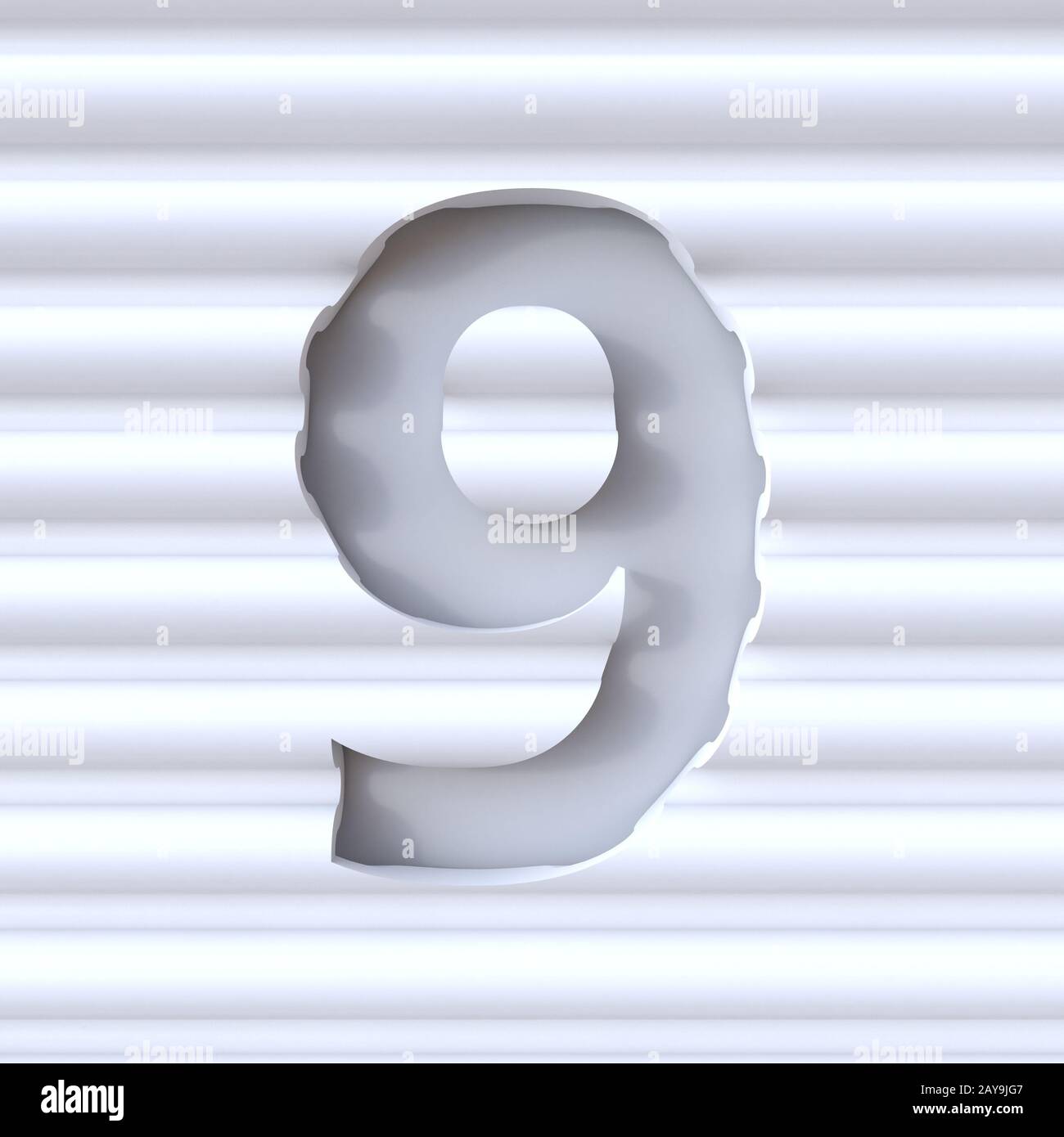 Cut out font in wave surface NUMBER 9 NINE 3D Stock Photo - Alamy
