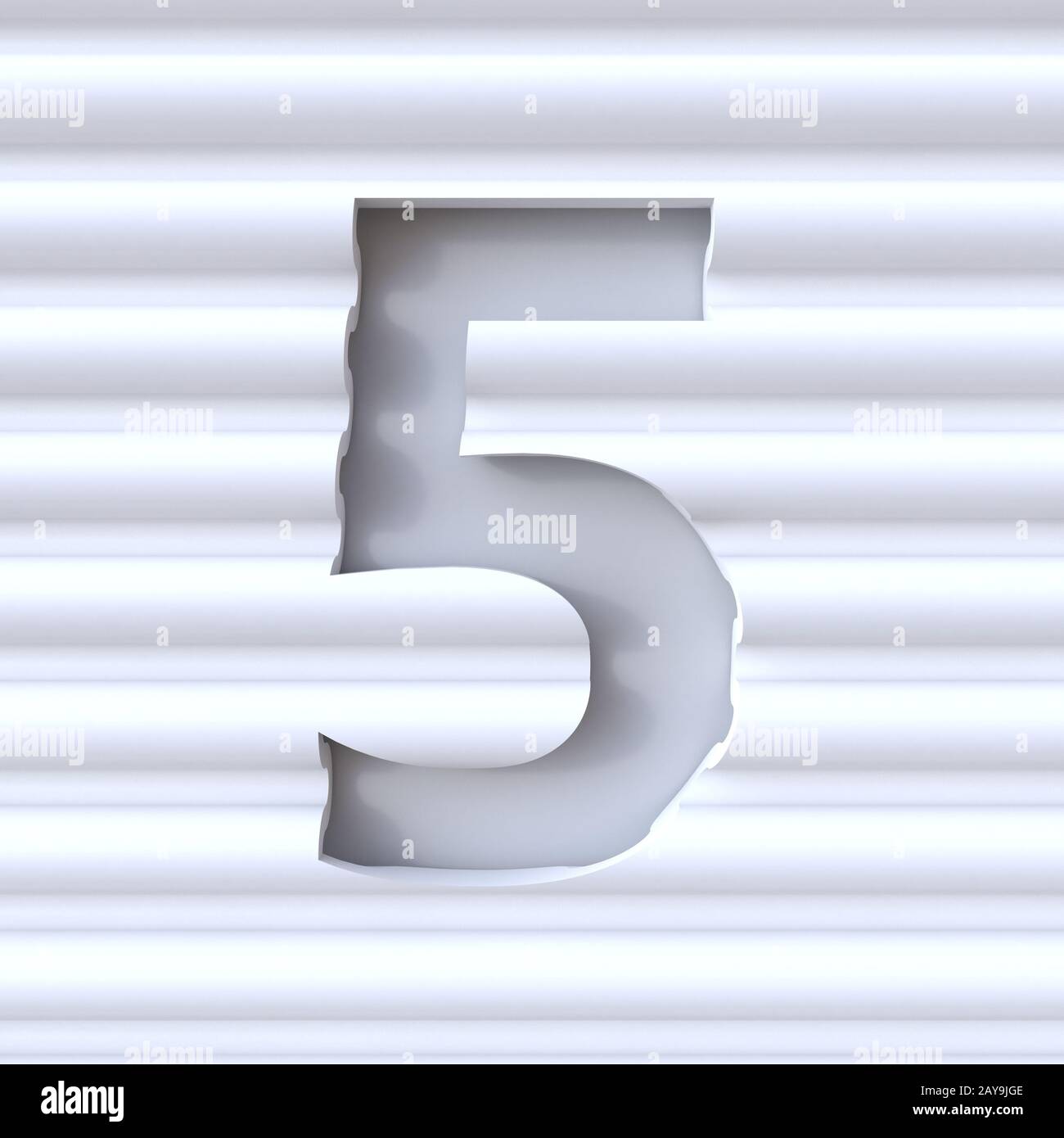Cut out font in wave surface NUMBER 5 FIVE 3D Stock Photo - Alamy
