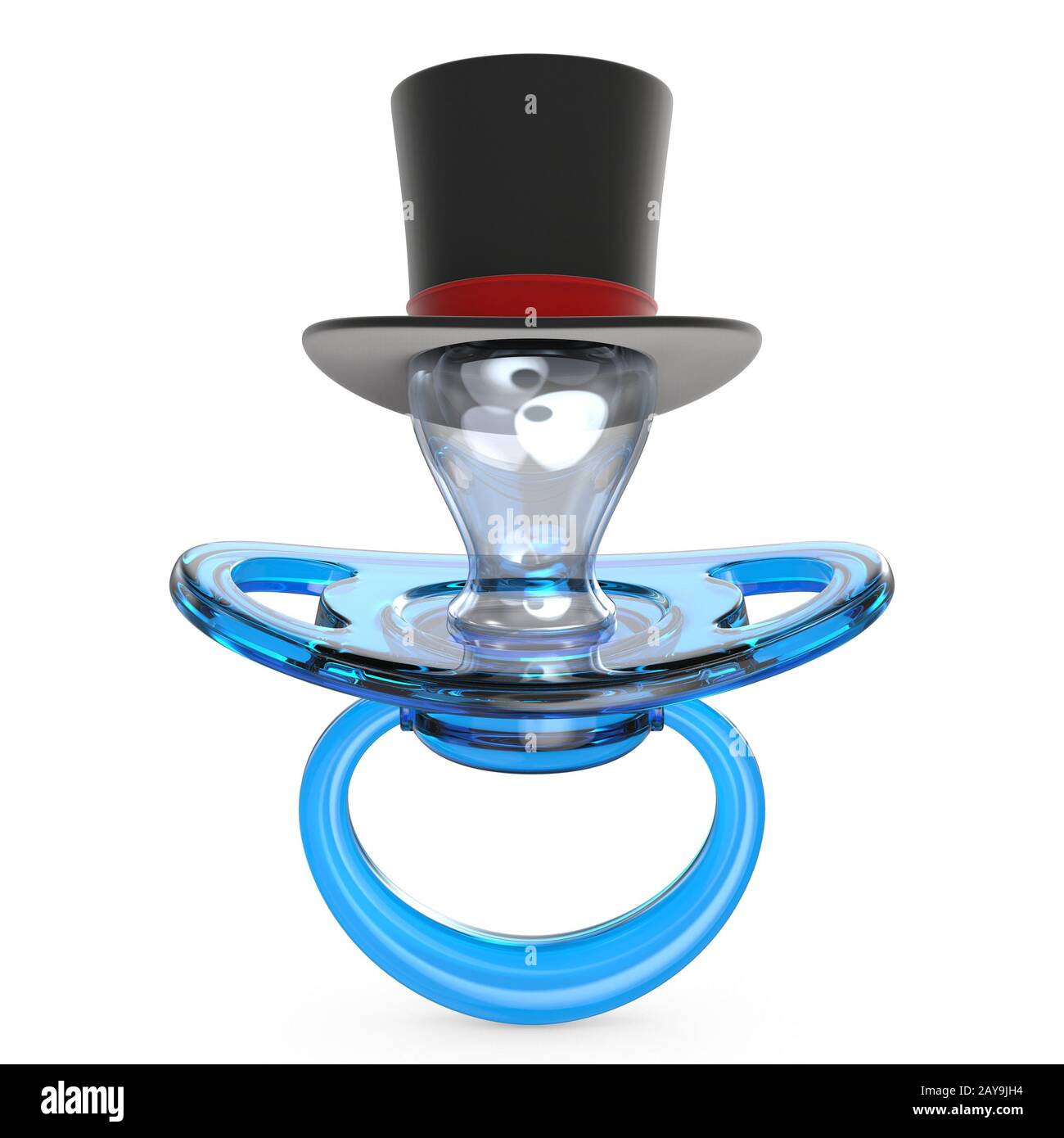 Blue baby pacifier with gentleman hat Baby BOY symbol 3D Stock Photo ...