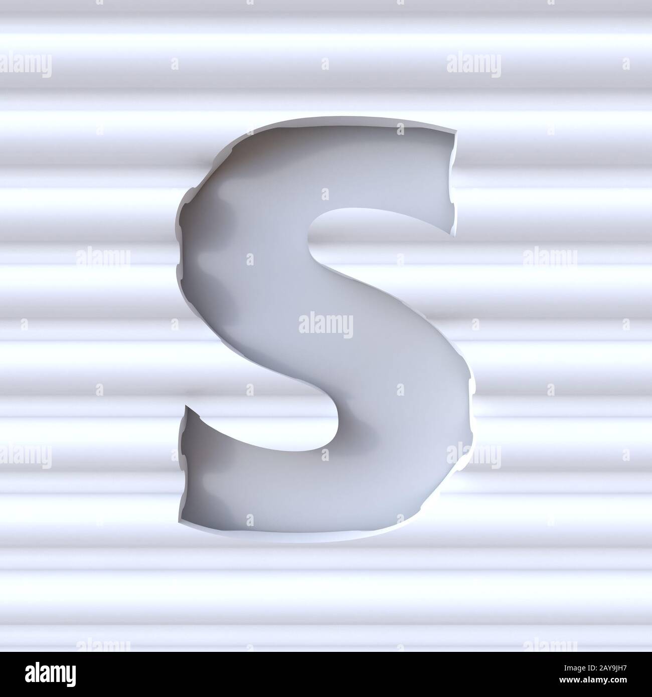 Cut out font in wave surface LETTER S 3D Stock Photo - Alamy