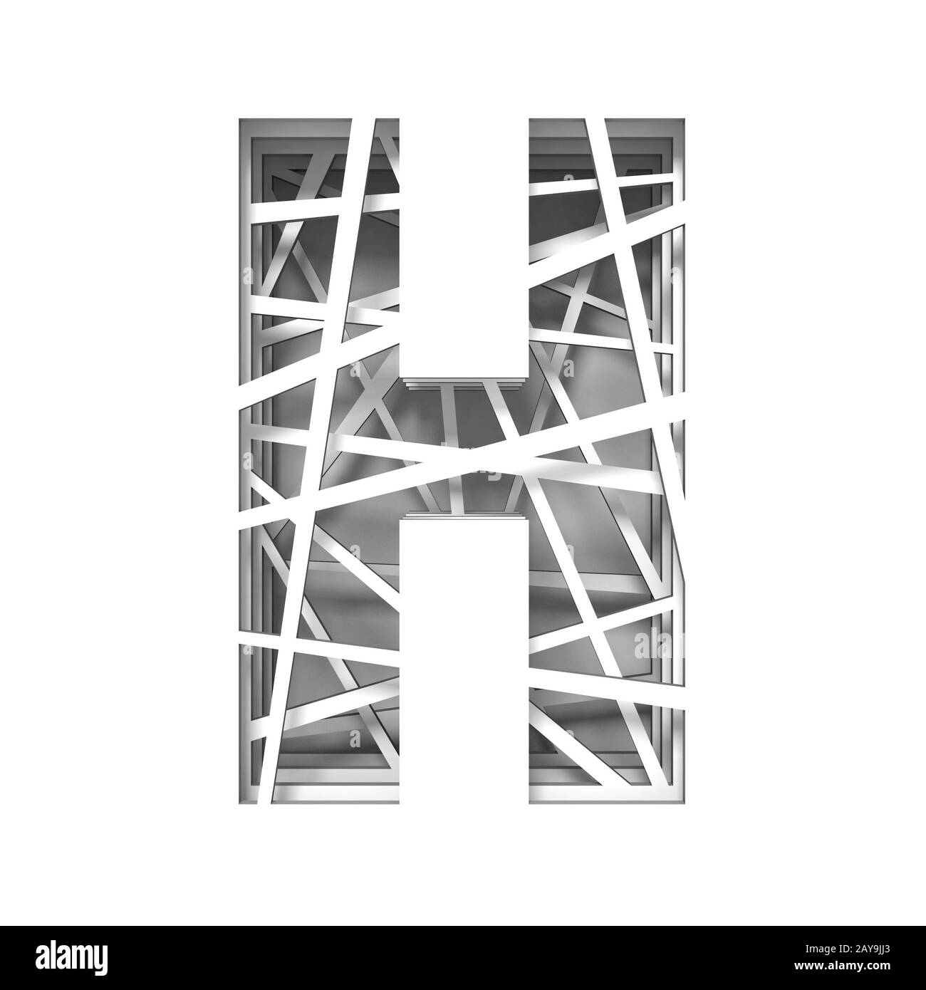 Paper cut out font letter H 3D Stock Photo - Alamy