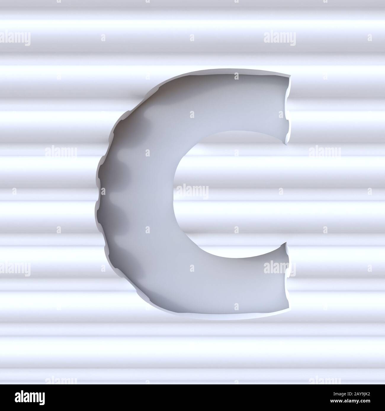 Cut out font in wave surface LETTER C 3D Stock Photo - Alamy