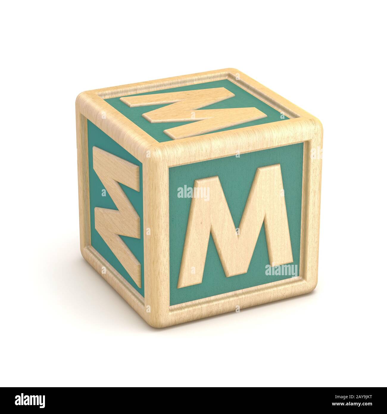 Letter M wooden alphabet blocks font rotated. 3D Stock Photo - Alamy