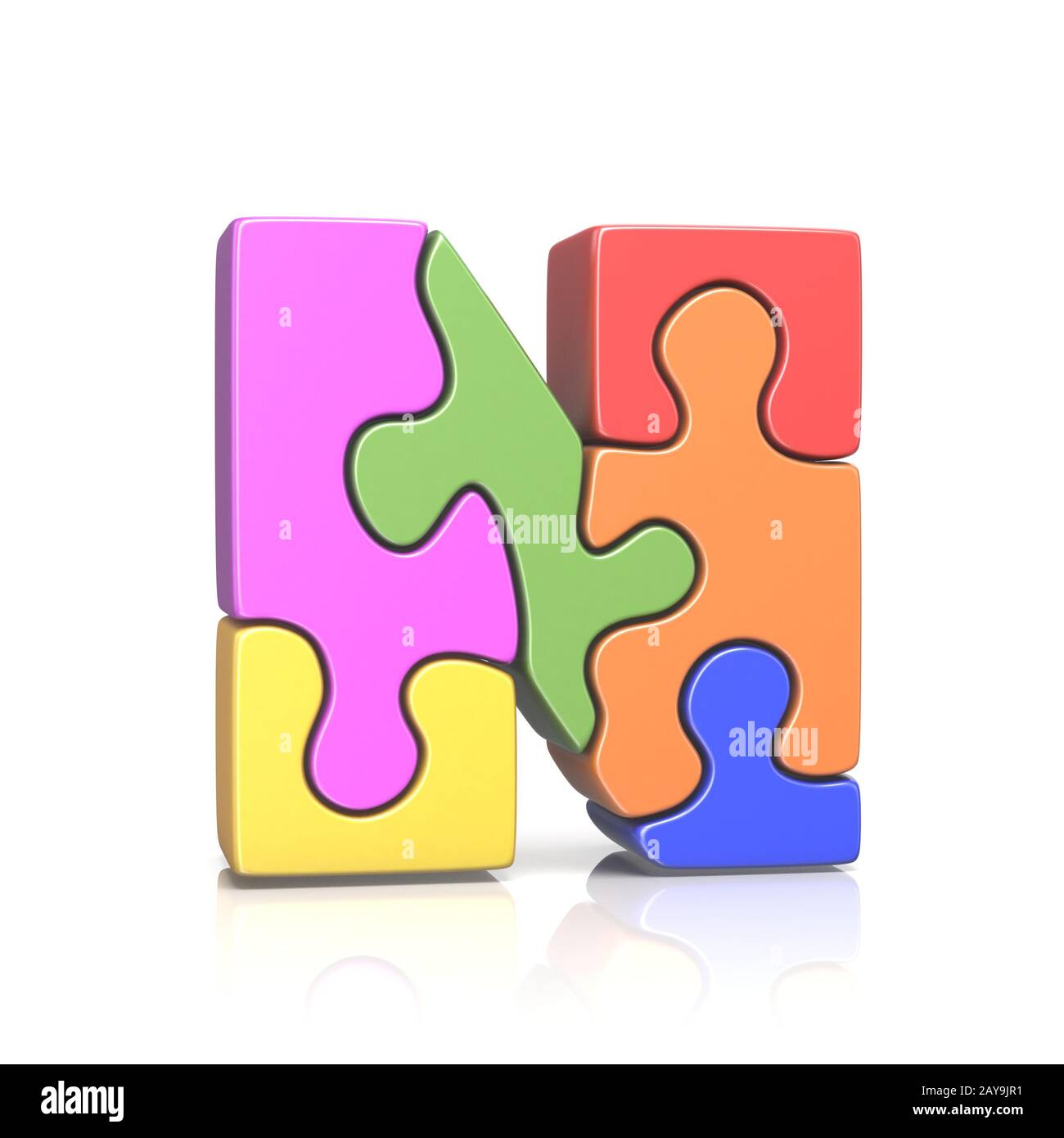 Puzzle jigsaw letter N 3D Stock Photo - Alamy