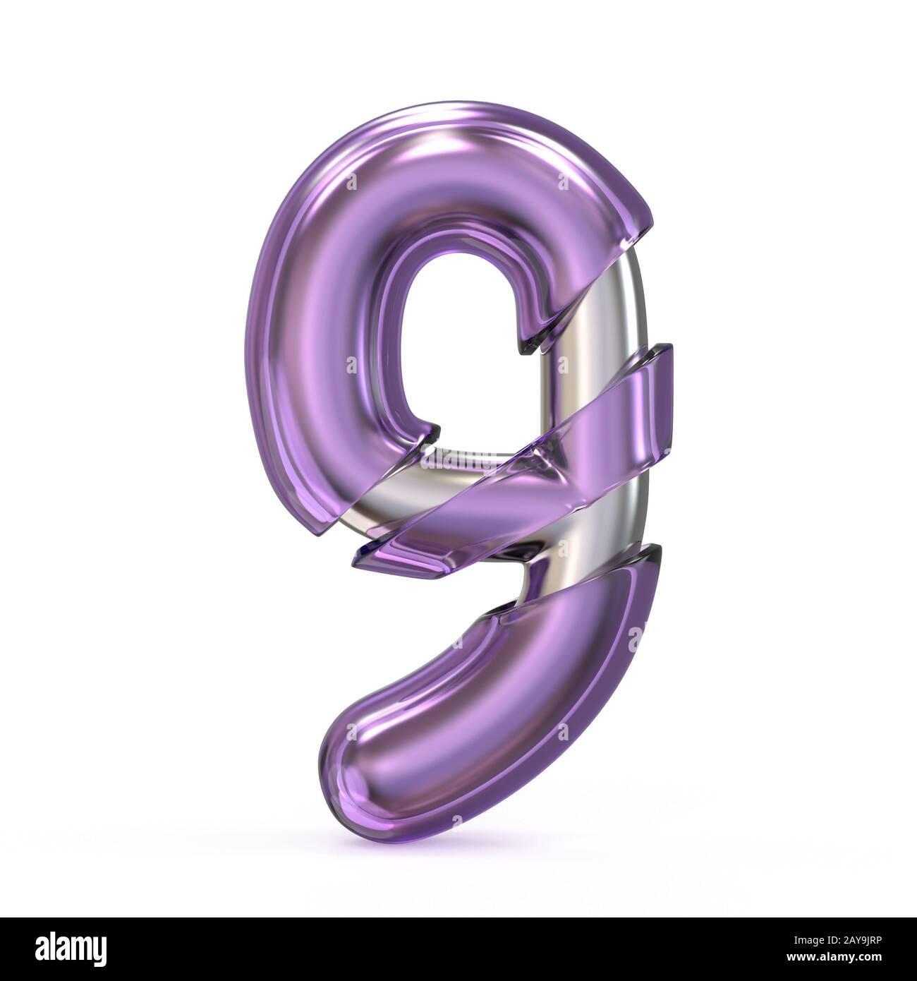 Purple gem with metal core font NUMBER 9 NINE 3D Stock Photo - Alamy