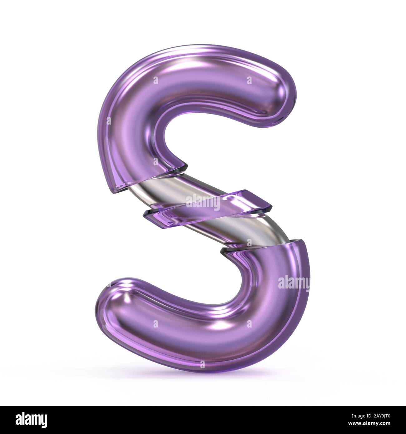 Purple gem with metal core font LETTER S 3D Stock Photo - Alamy