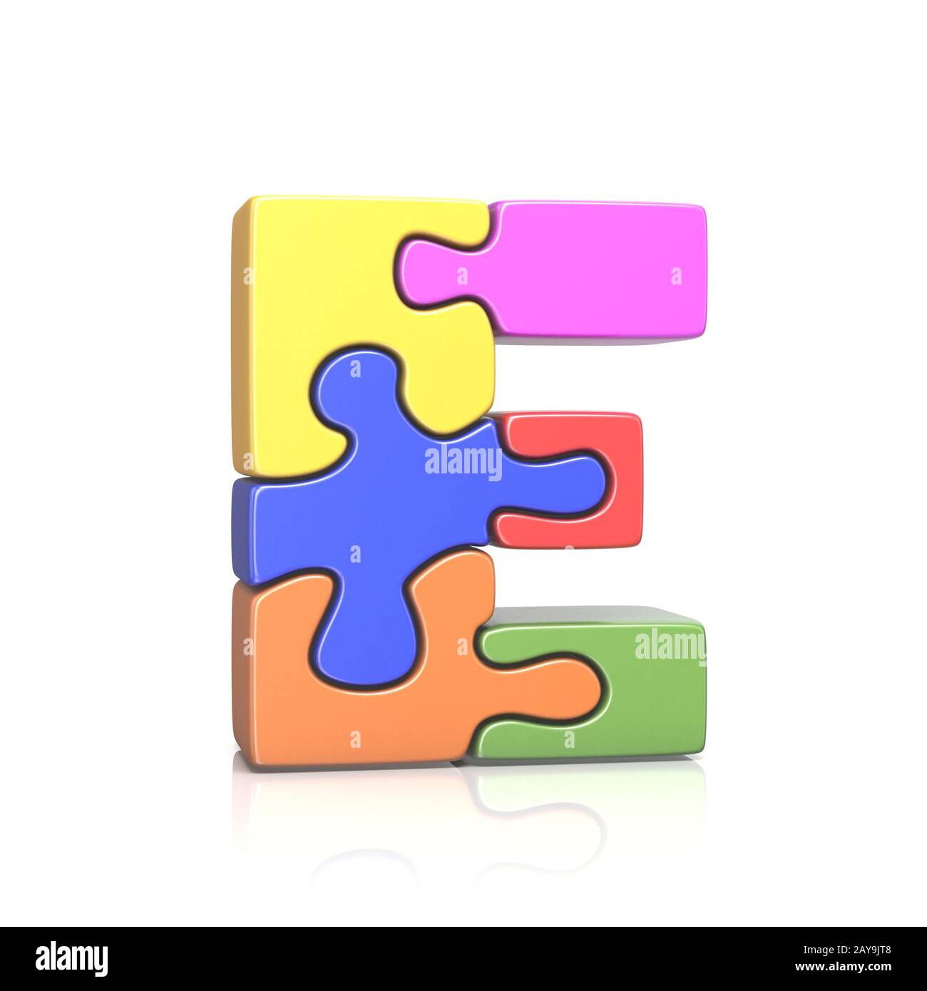 Puzzle jigsaw letter E 3D Stock Photo - Alamy
