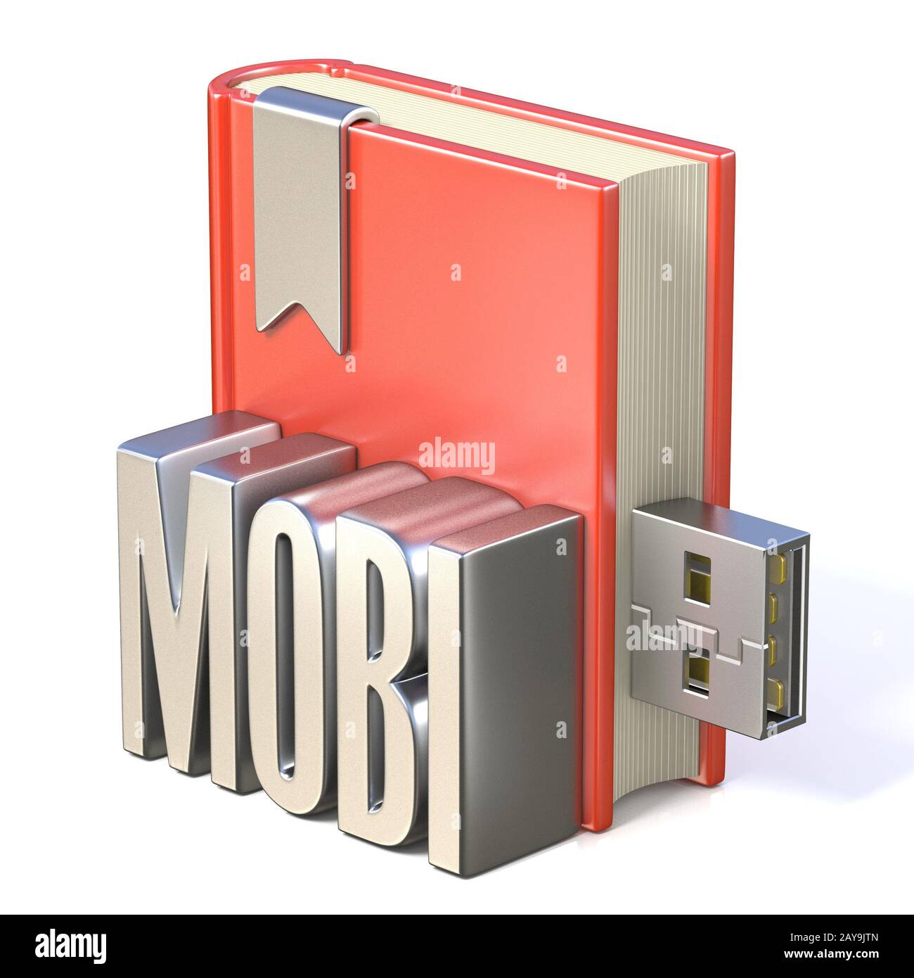 eBook icon metal MOBI red book USB 3D Stock Photo - Alamy