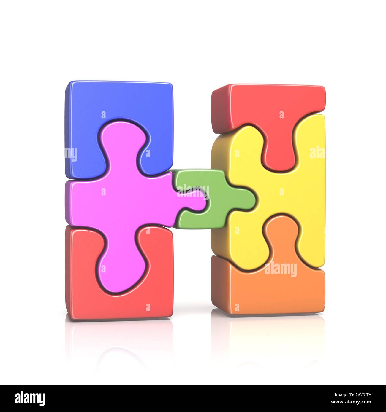 Puzzle jigsaw letter H 3D Stock Photo - Alamy