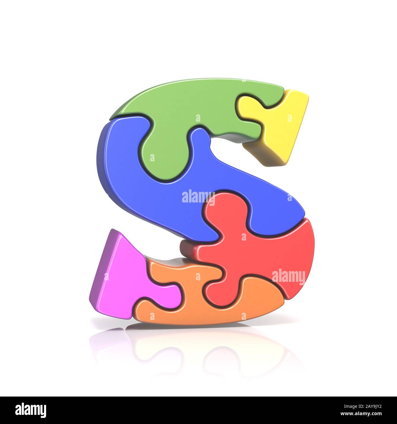 Puzzle jigsaw letter S 3D Stock Photo - Alamy