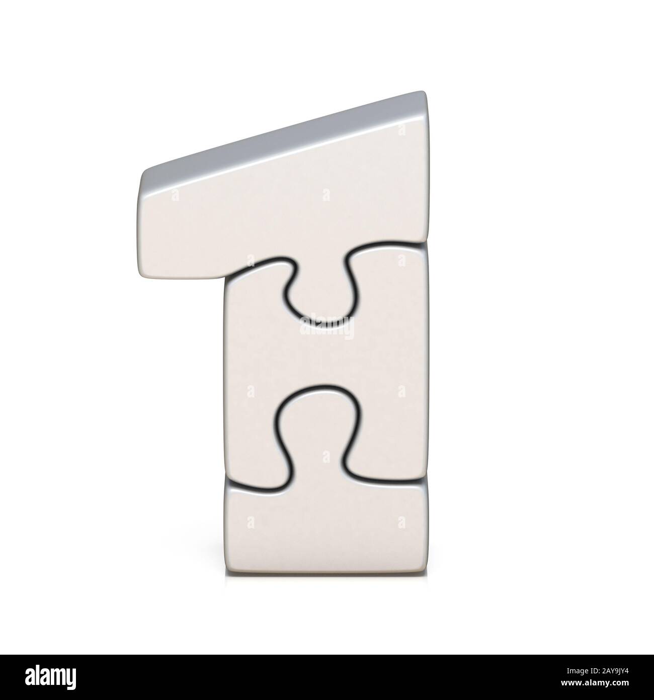 White puzzle jigsaw number ONE 1 3D Stock Photo - Alamy