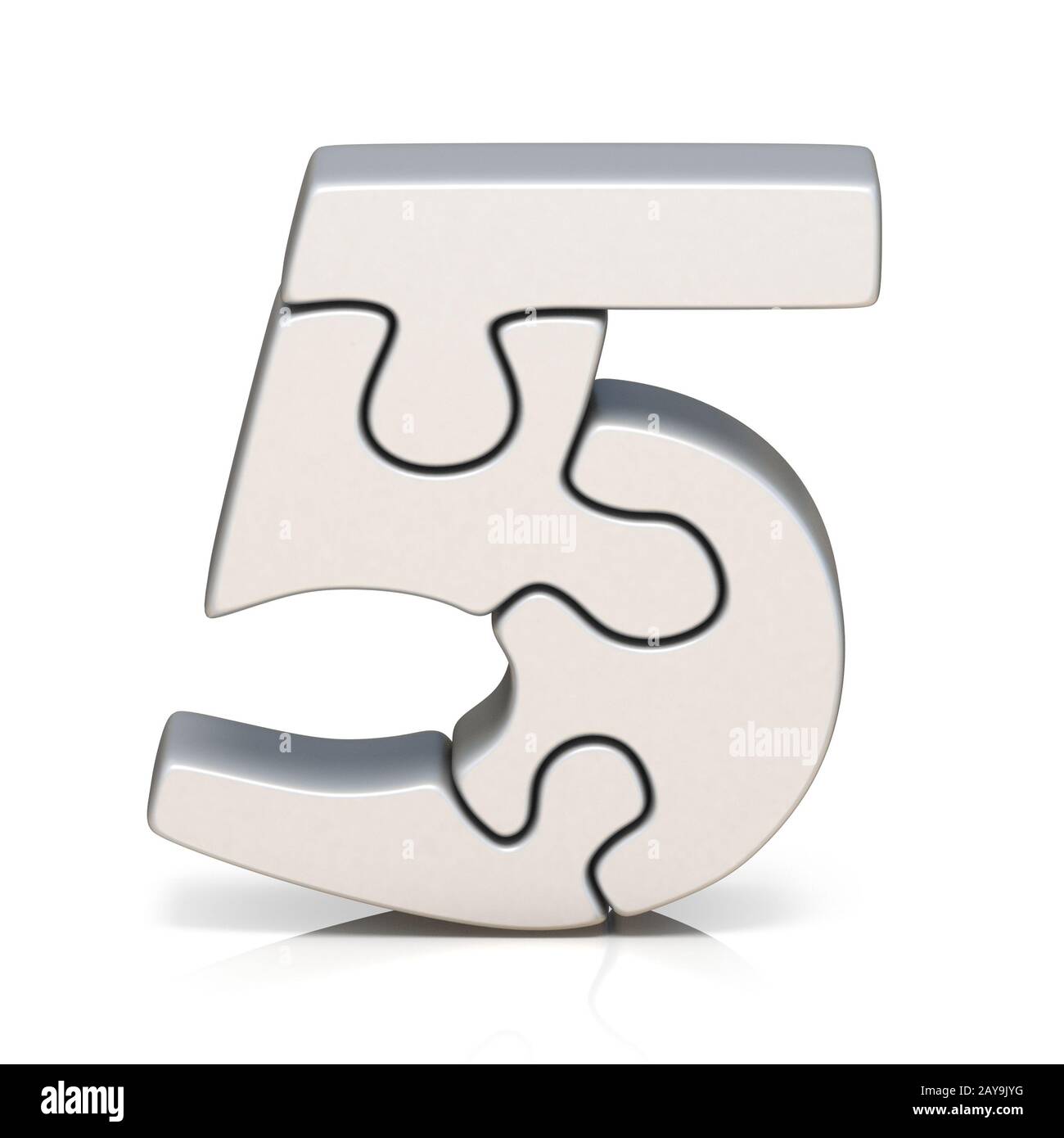 White puzzle jigsaw number FIVE 5 3D Stock Photo - Alamy