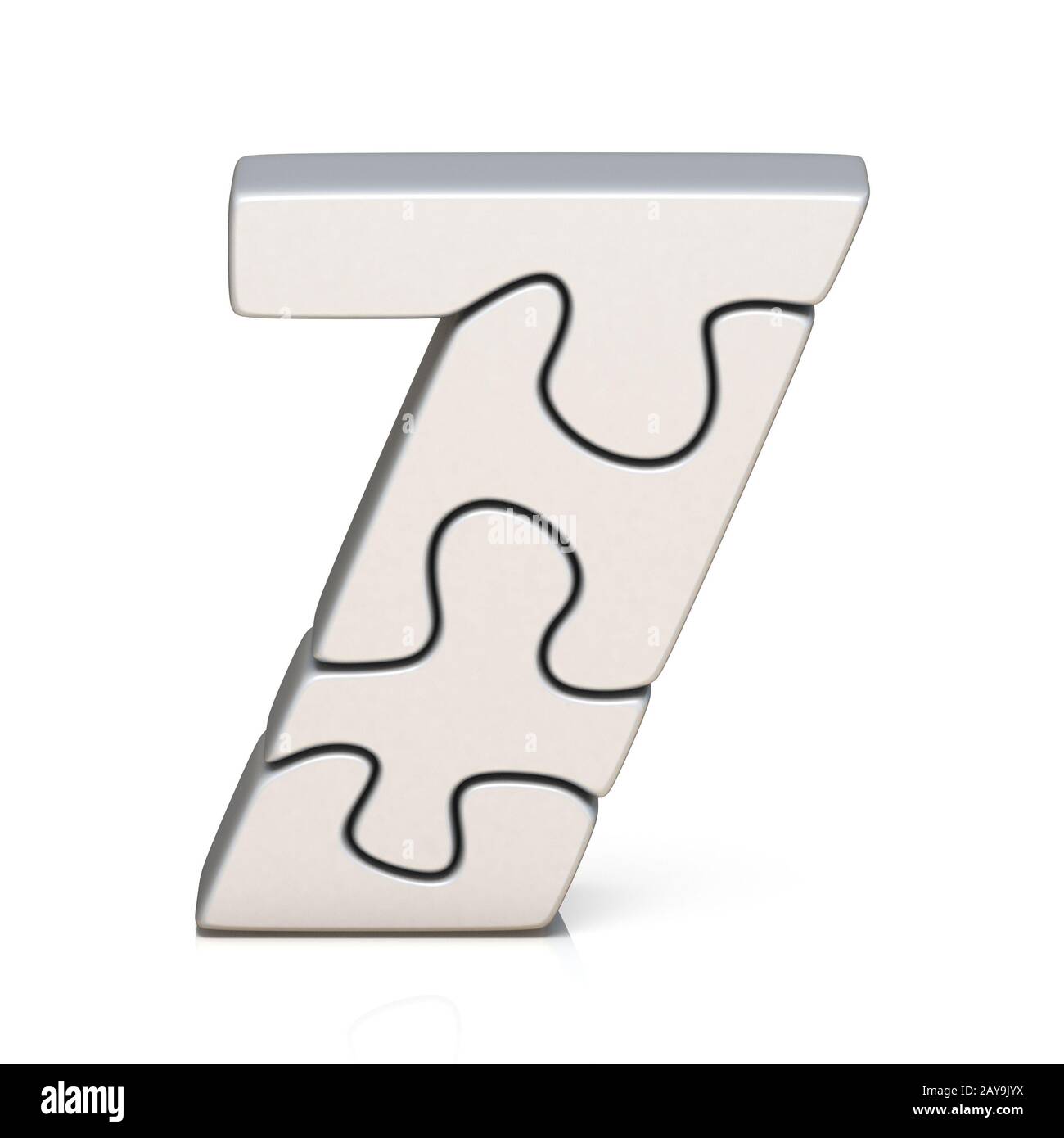 White puzzle jigsaw number SEVEN 7 3D Stock Photo - Alamy