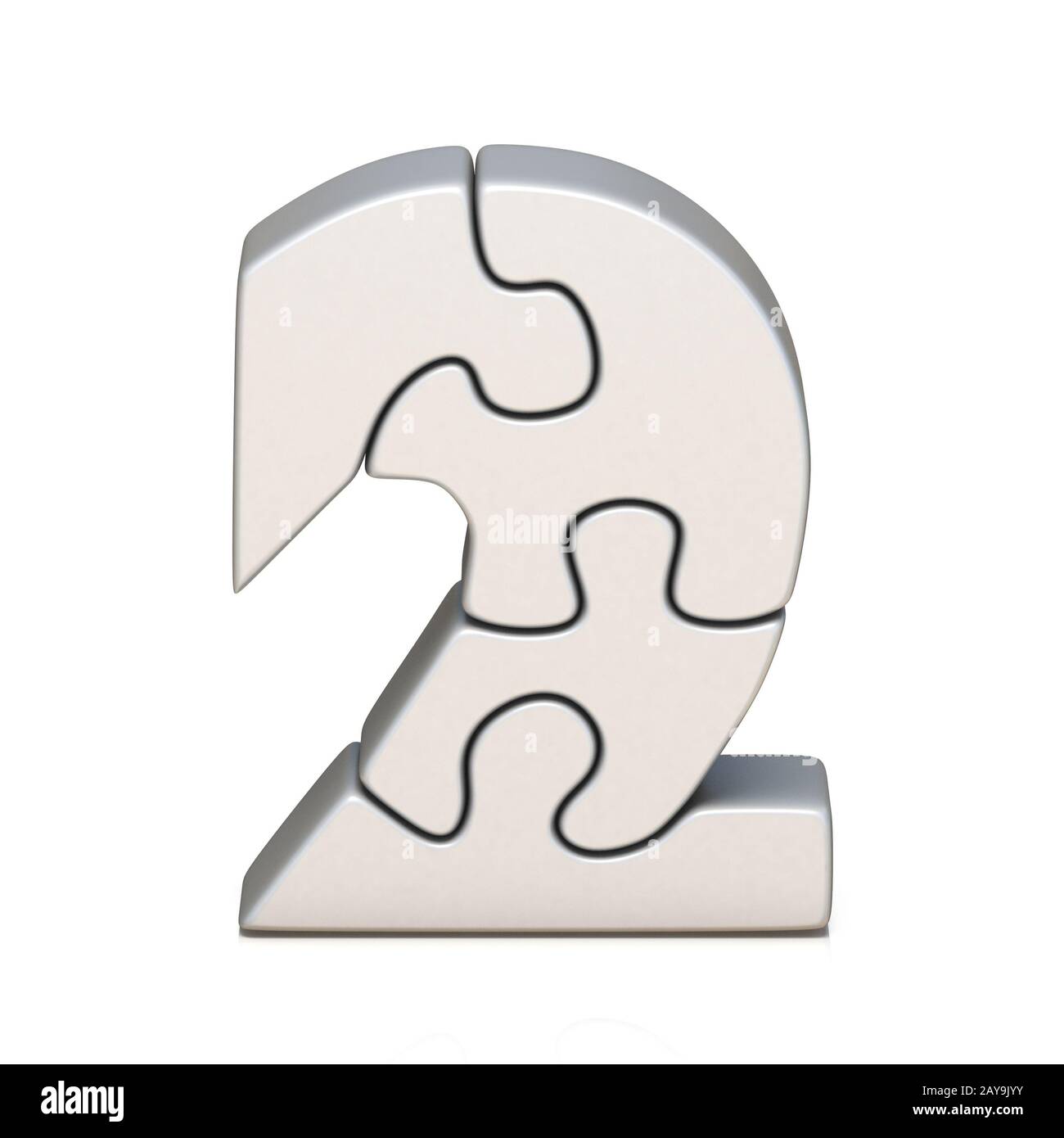 White puzzle jigsaw number TWO 2 3D Stock Photo - Alamy
