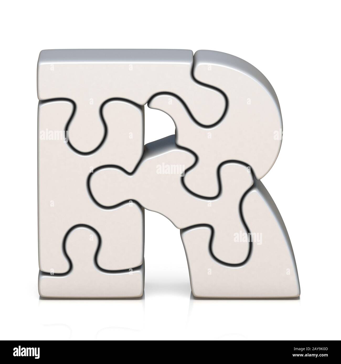 White puzzle jigsaw letter R 3D Stock Photo - Alamy