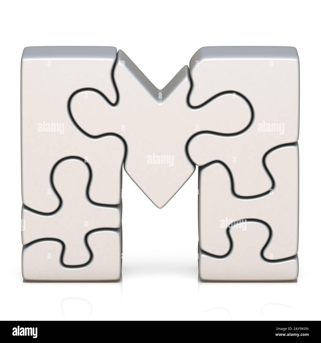 White puzzle jigsaw letter M 3D Stock Photo - Alamy