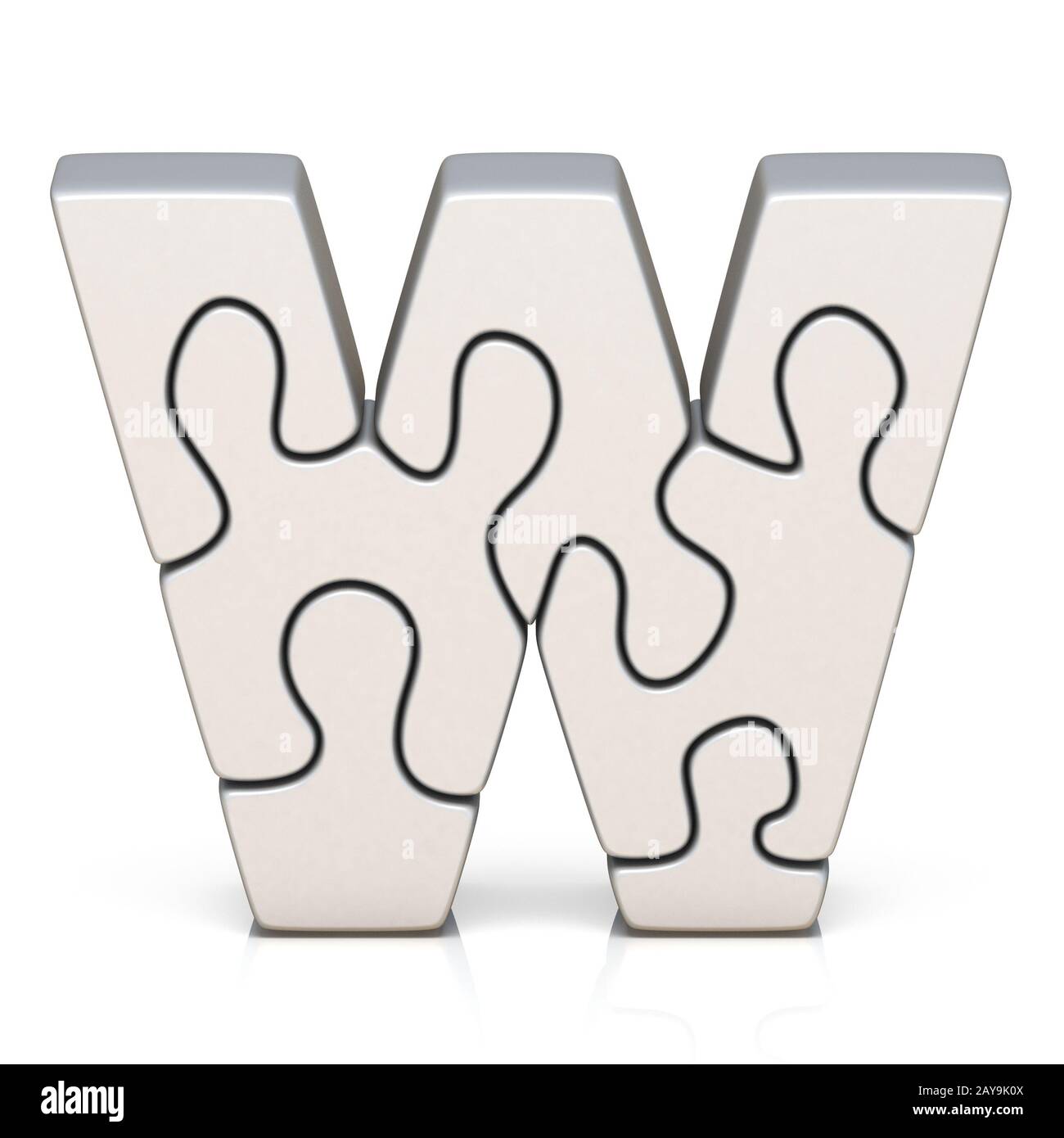White puzzle jigsaw letter W 3D Stock Photo - Alamy
